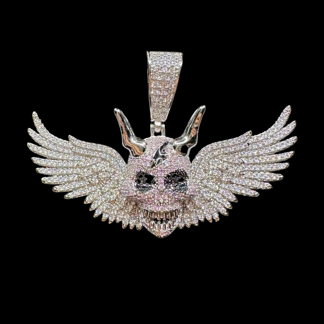 Wing Skull Iced Out Diamond Pendant Necklace – Icey Pyramid
