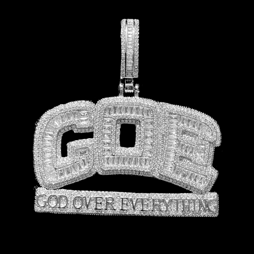 GOE God Over Everything Iced Out Diamond Pendant Necklace – Icey Pyramid