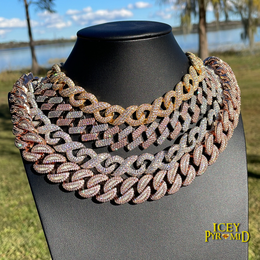 15mm Infinity Cuban Link Iced Out Diamond Necklace Chain – Icey Pyramid