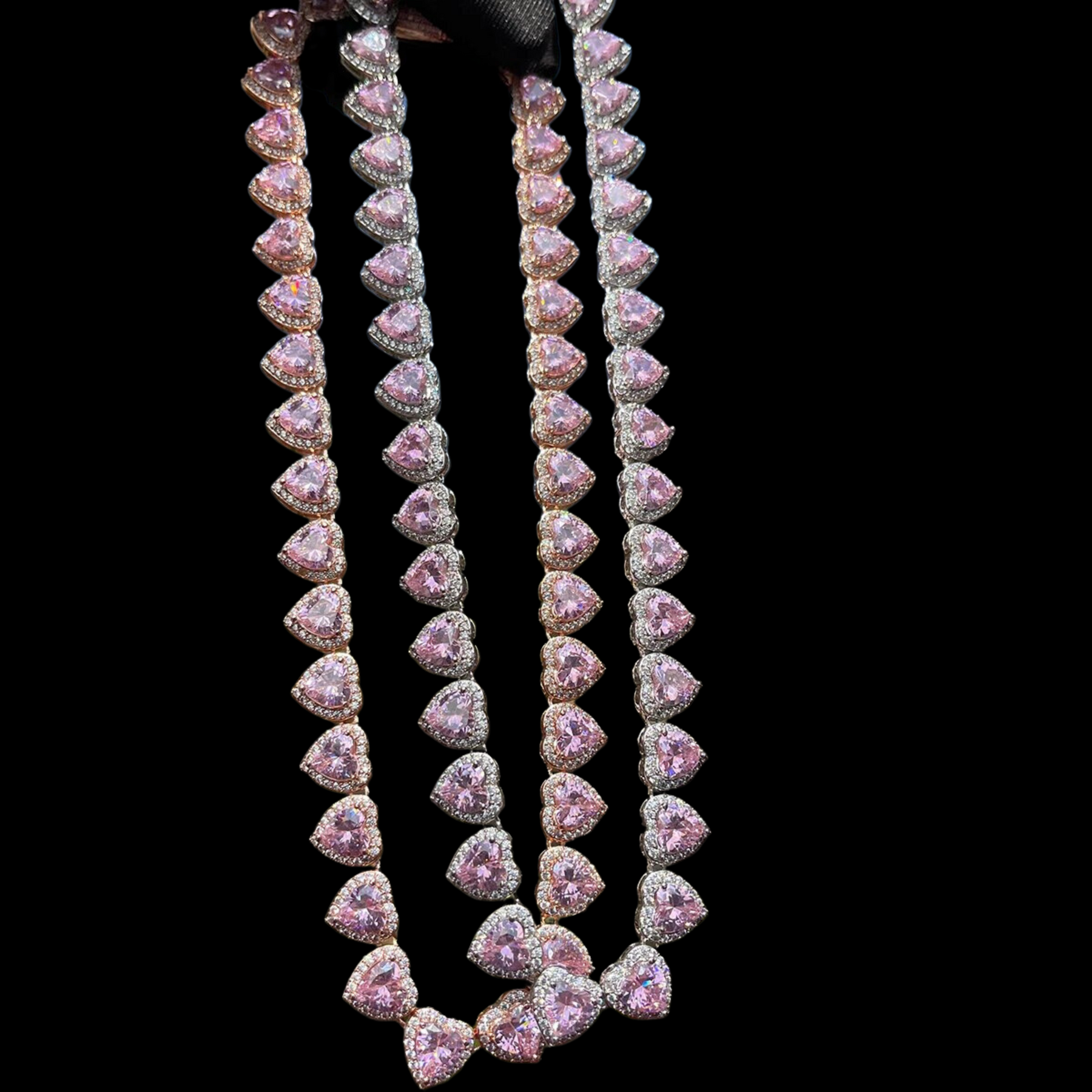 10MM Heart Shaped Clustered Iced Out Diamond Necklace Chain – Icey Pyramid
