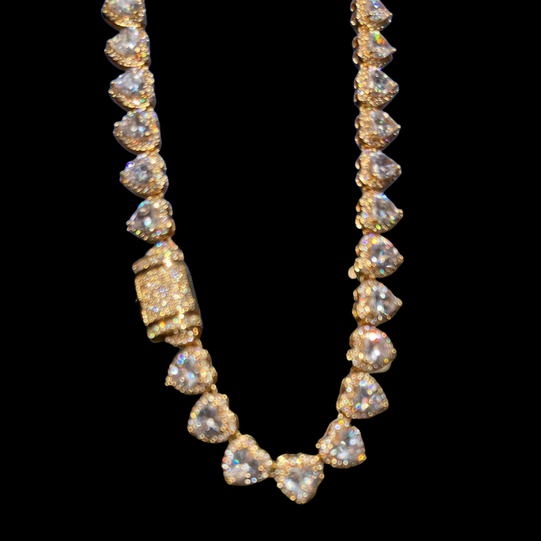 10MM Heart Shaped Clustered Iced Out Diamond Necklace Chain – Icey Pyramid