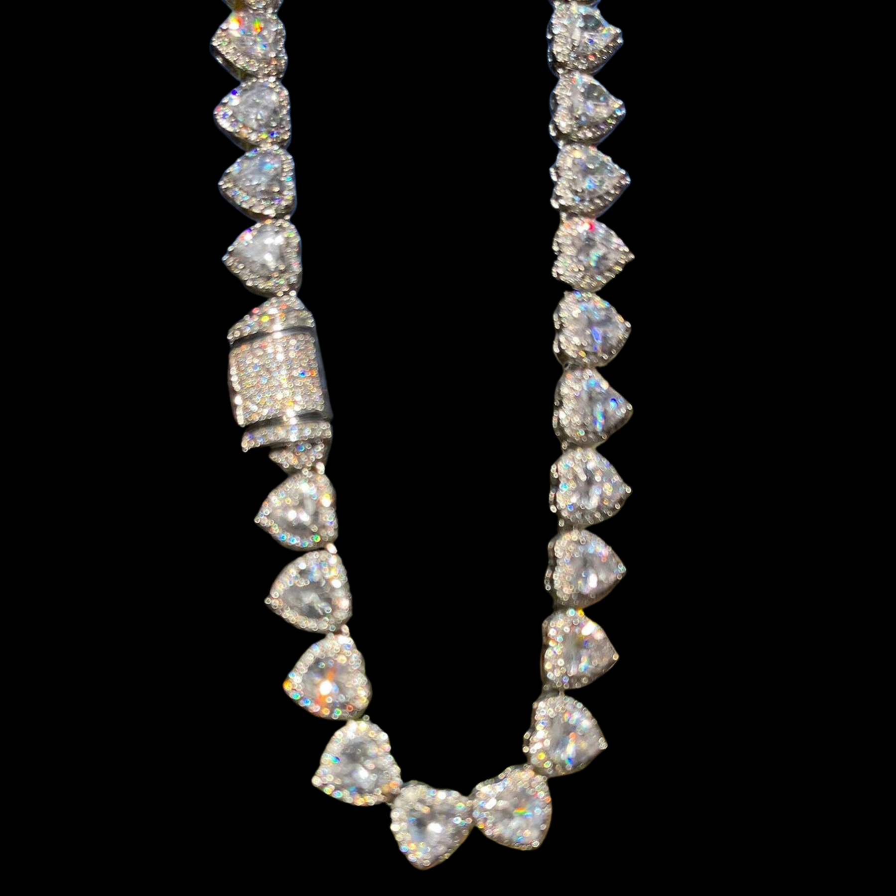 10MM Heart Shaped Clustered Iced Out Diamond Necklace Chain – Icey Pyramid