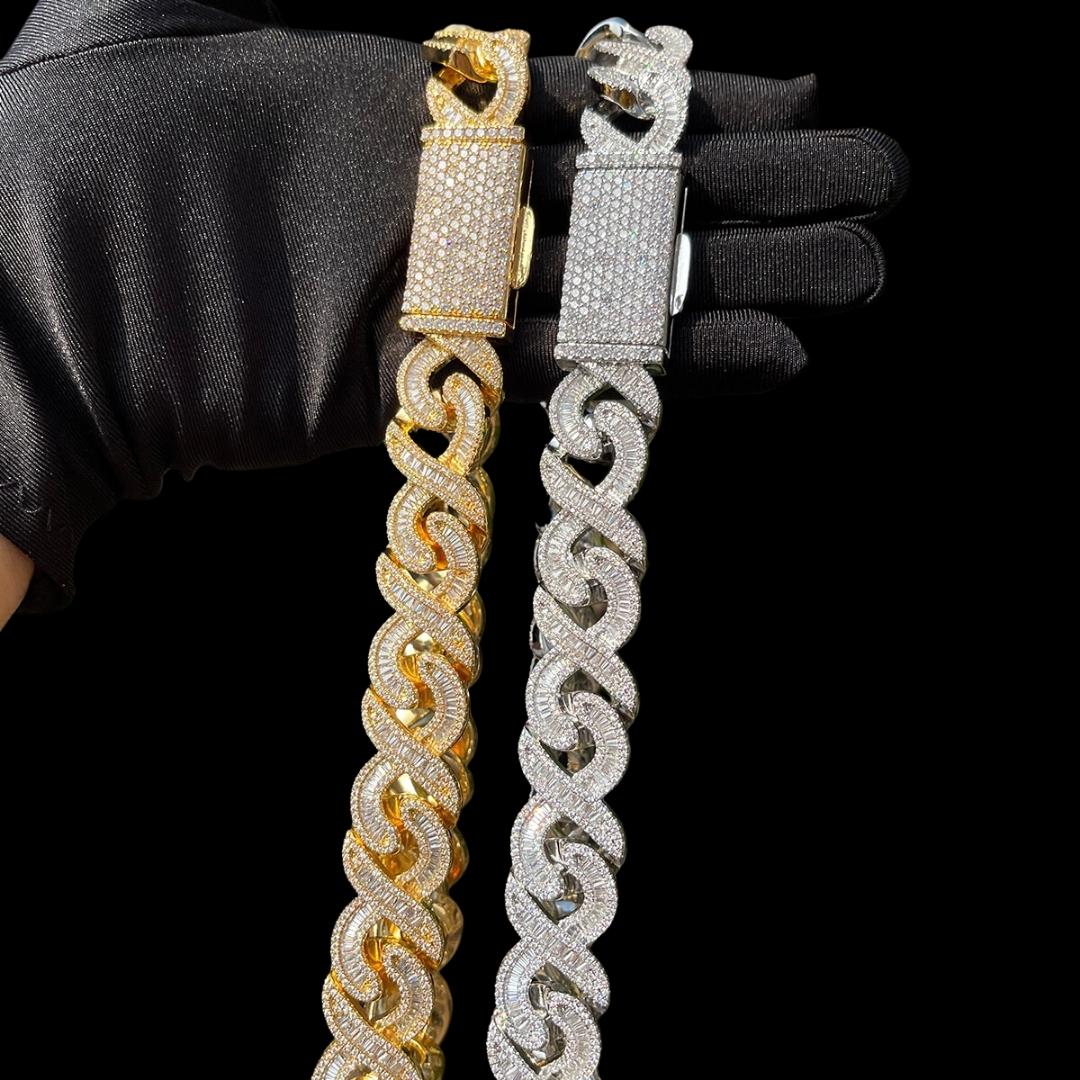 20MM Infinity Link Iced Out Diamond Necklace Chain – Icey Pyramid