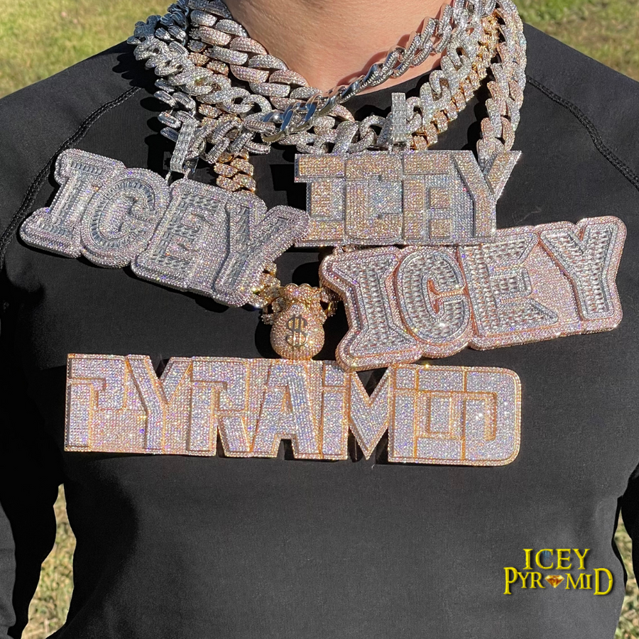 Lux Design Two Layers Iced Out Personalized Custom Name Necklace Penda ...