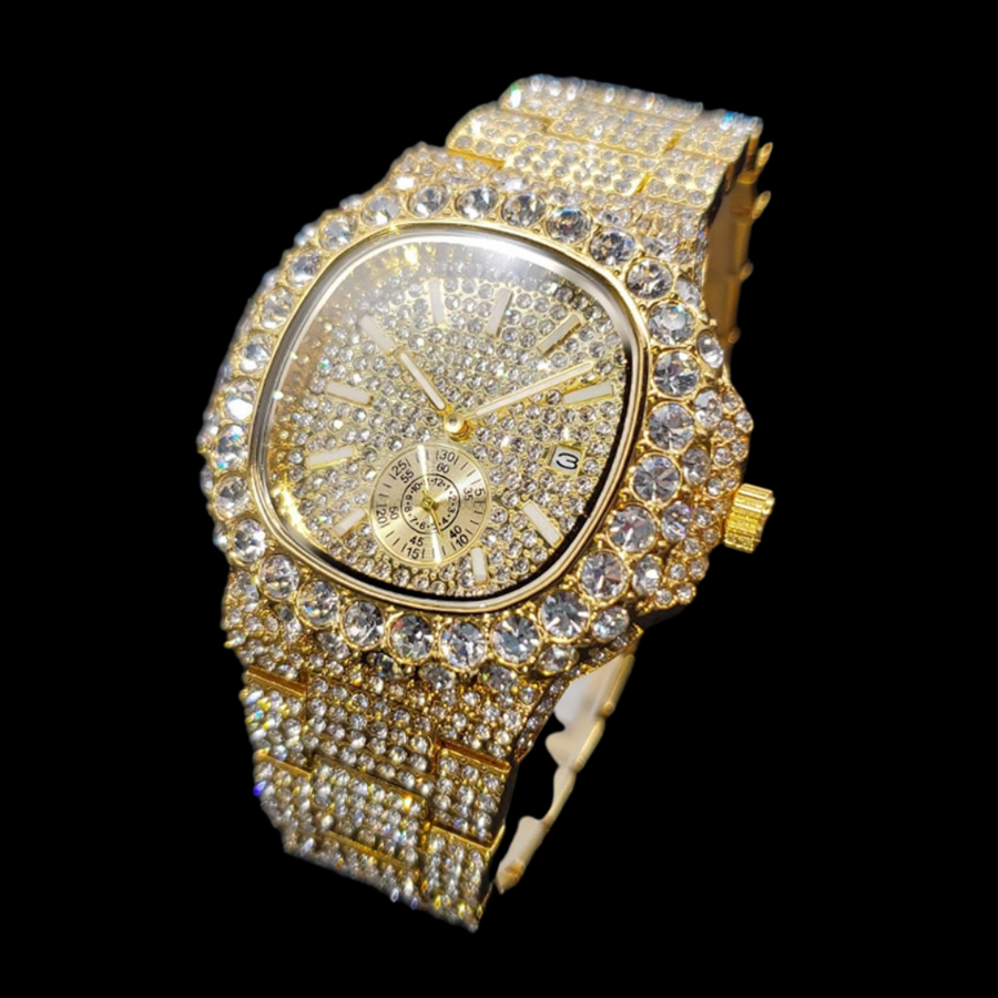 VVS Full Ice Date Special Minute Hand Iced Out Diamond Watch – Icey Pyramid