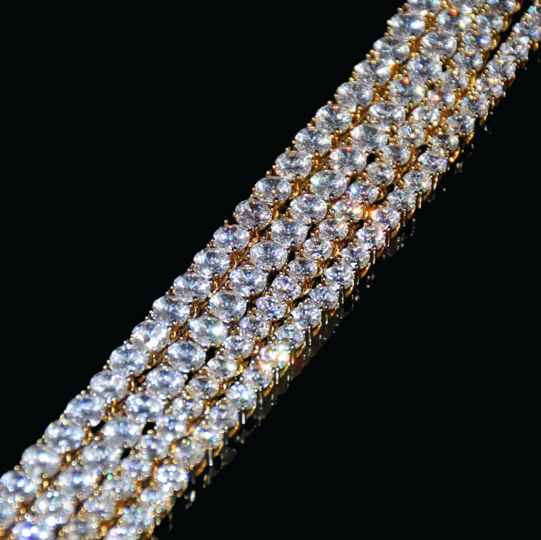 3-5mm Row Style Endless Bling Shine Tennis Iced Out Diamond Necklace ...