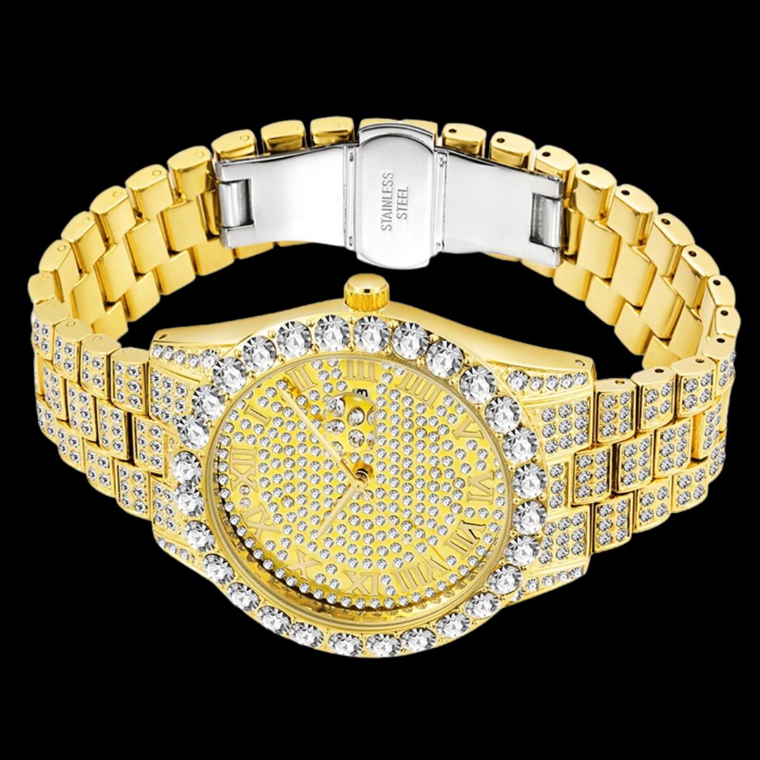 Roman Numerals Fully Stoned Dial Iced Out Diamond Watch – Icey Pyramid