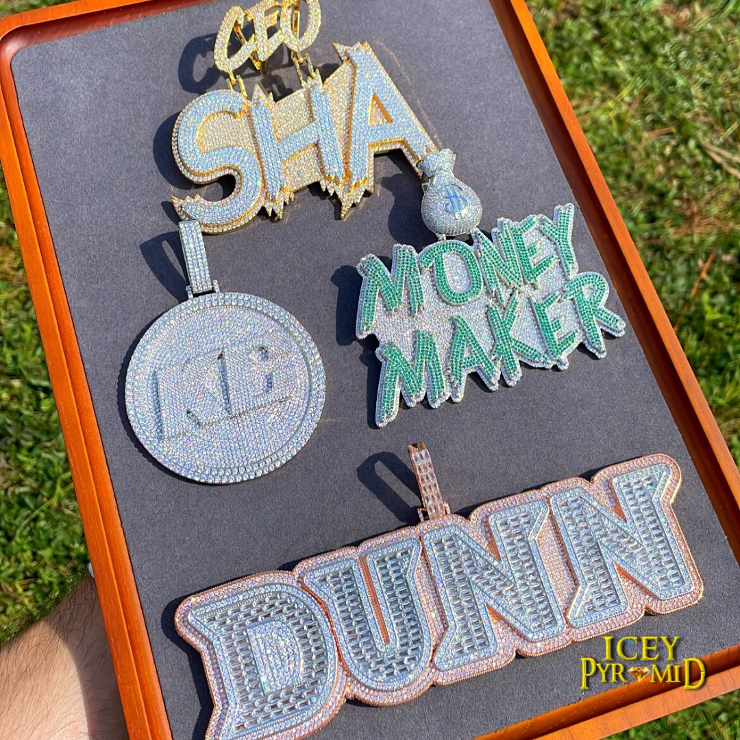 Lux Design Two Layers Iced Out Personalized Custom Name Necklace Penda ...