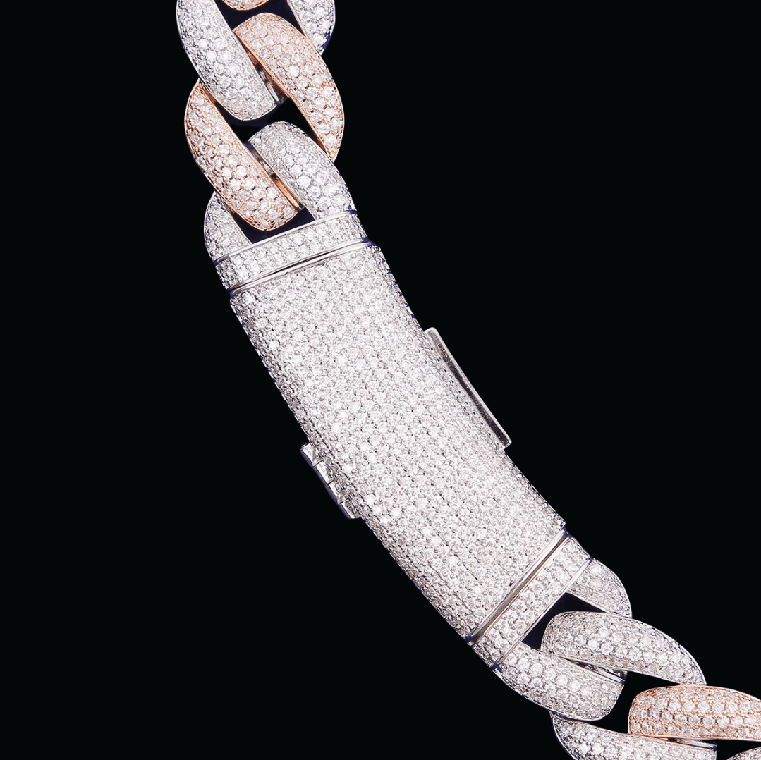 20MM Two Tone Miami Cuban Iced Out Diamond Necklace Chain – Icey Pyramid