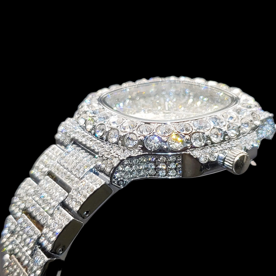 VVS Full Ice Date Special Minute Hand Iced Out Diamond Watch – Icey Pyramid