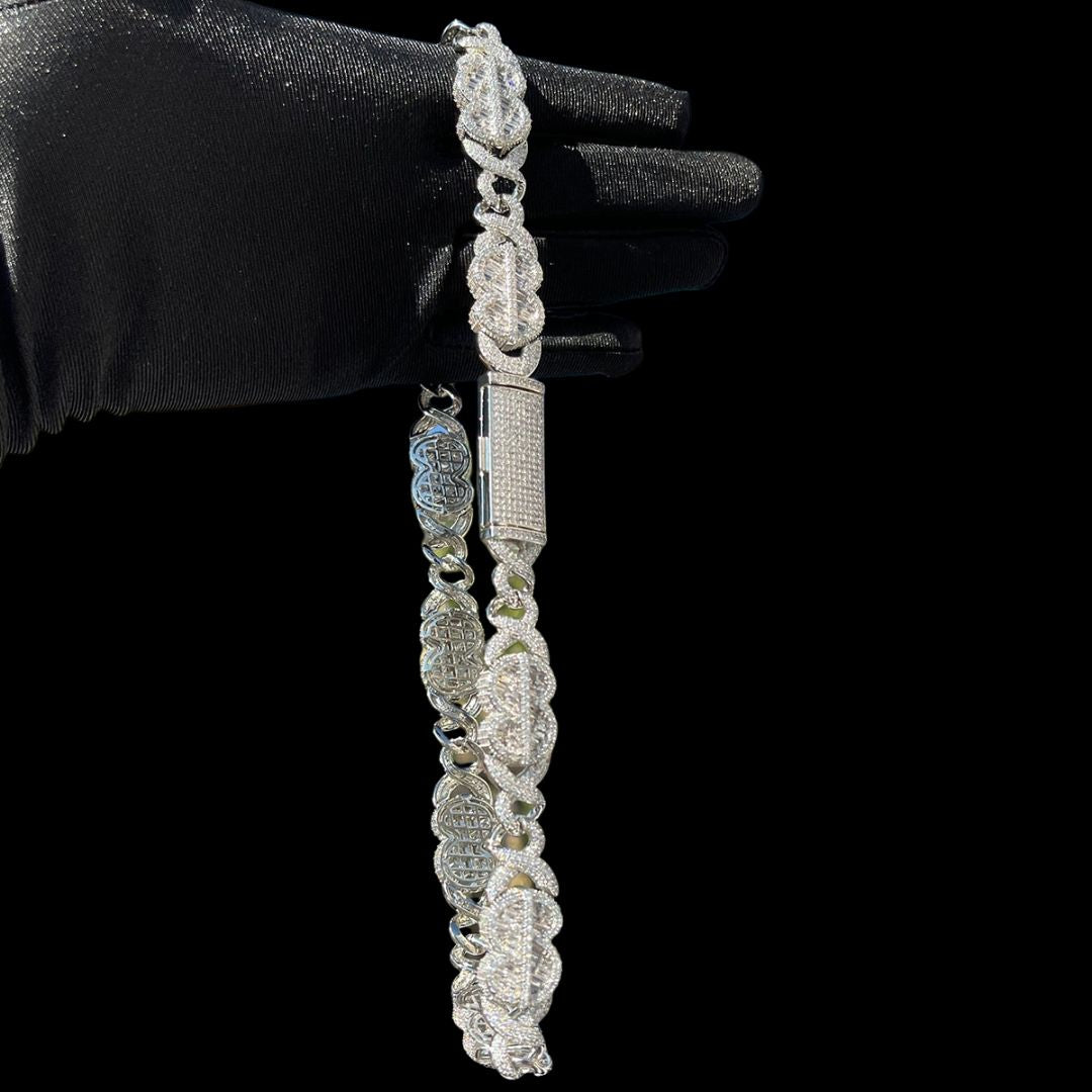 10MM Dollar Sign and Infinity Link Iced Out Diamond Necklace Chain ...