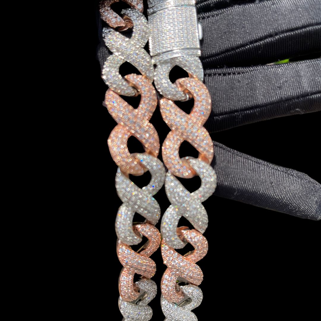 20MM Two Tone Infinity Iced Out Diamond Necklace Chain – Icey Pyramid