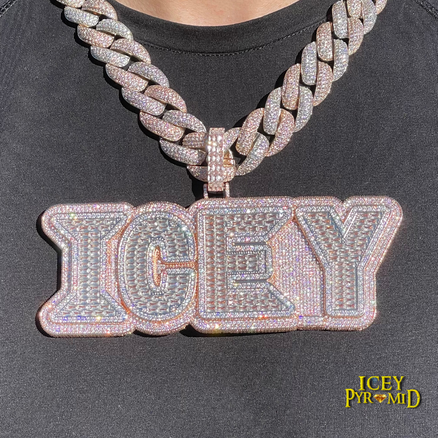 Lux Design Two Layers Iced Out Personalized Custom Name Necklace Penda ...
