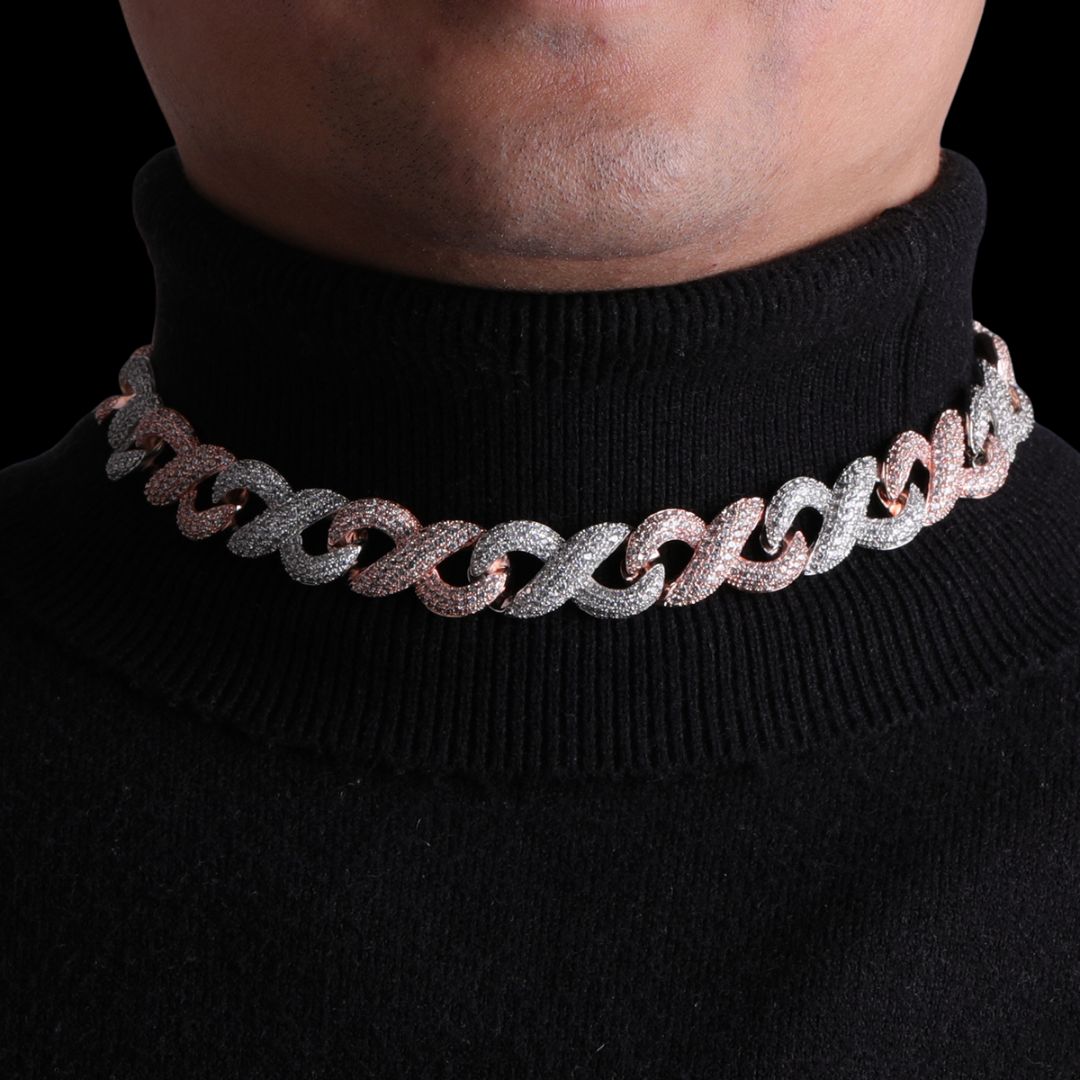 20MM Two Tone Infinity Iced Out Diamond Necklace Chain – Icey Pyramid