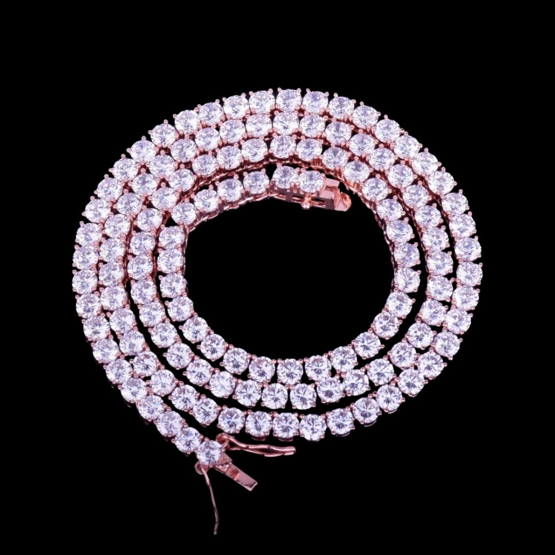 3-5mm Row Style Endless Bling Shine Tennis Iced Out Diamond Necklace ...