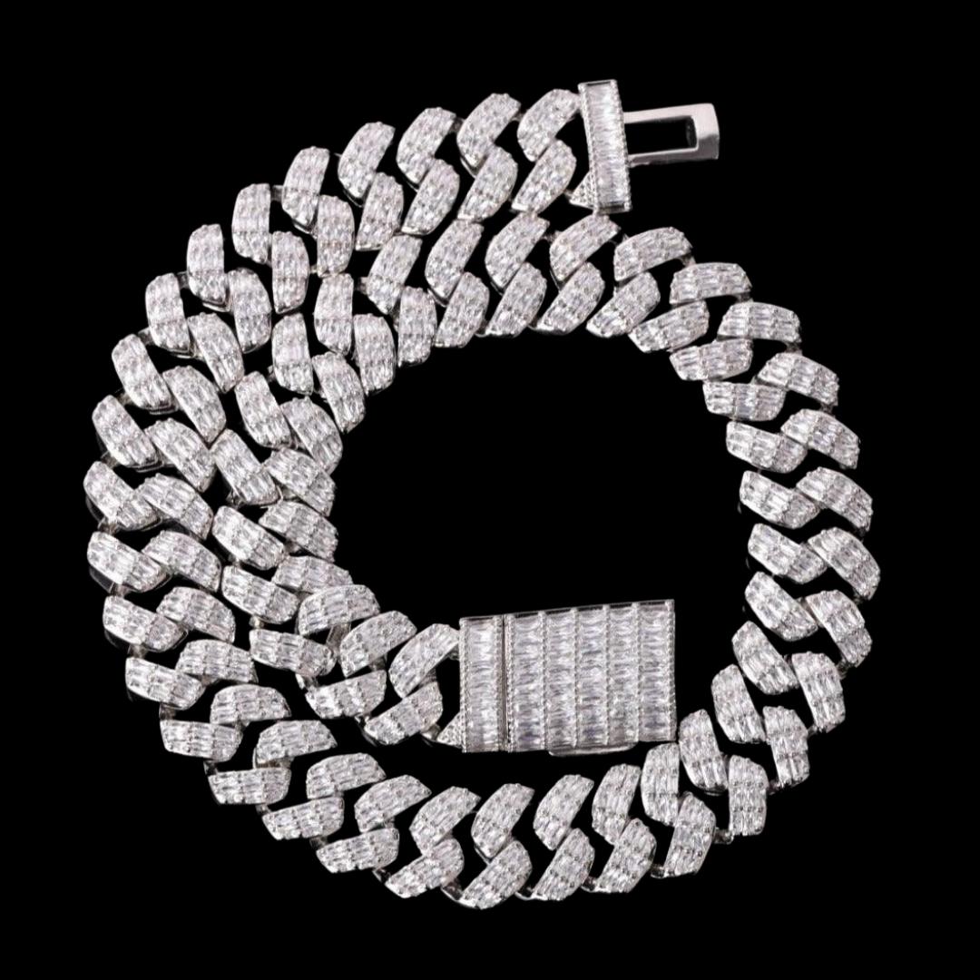 15MM Baguette Iced Out Diamond Necklace Chain – Icey Pyramid