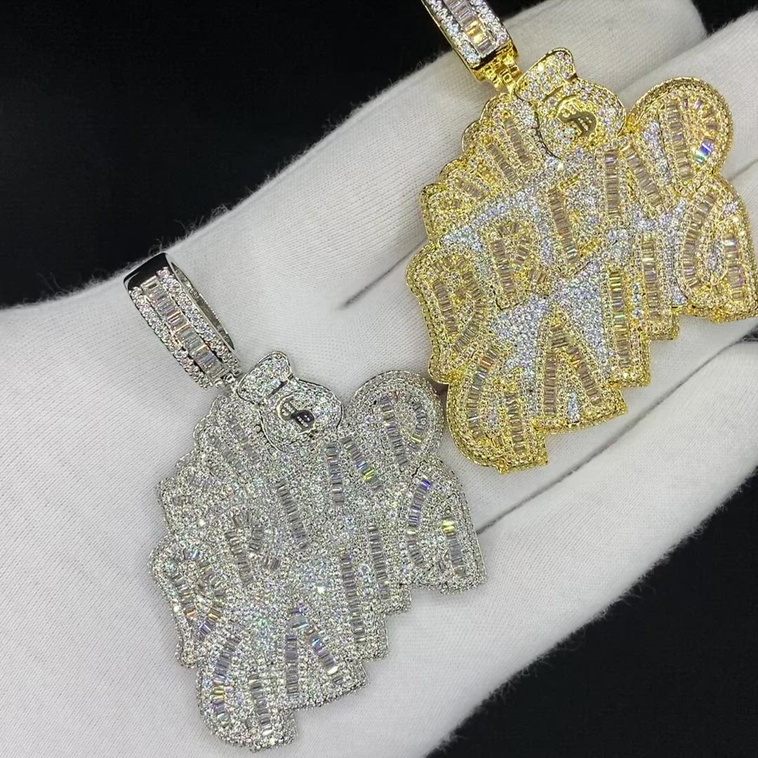 Bread Gang Iced Out Letter Diamond Pendant Necklace – Icey Pyramid