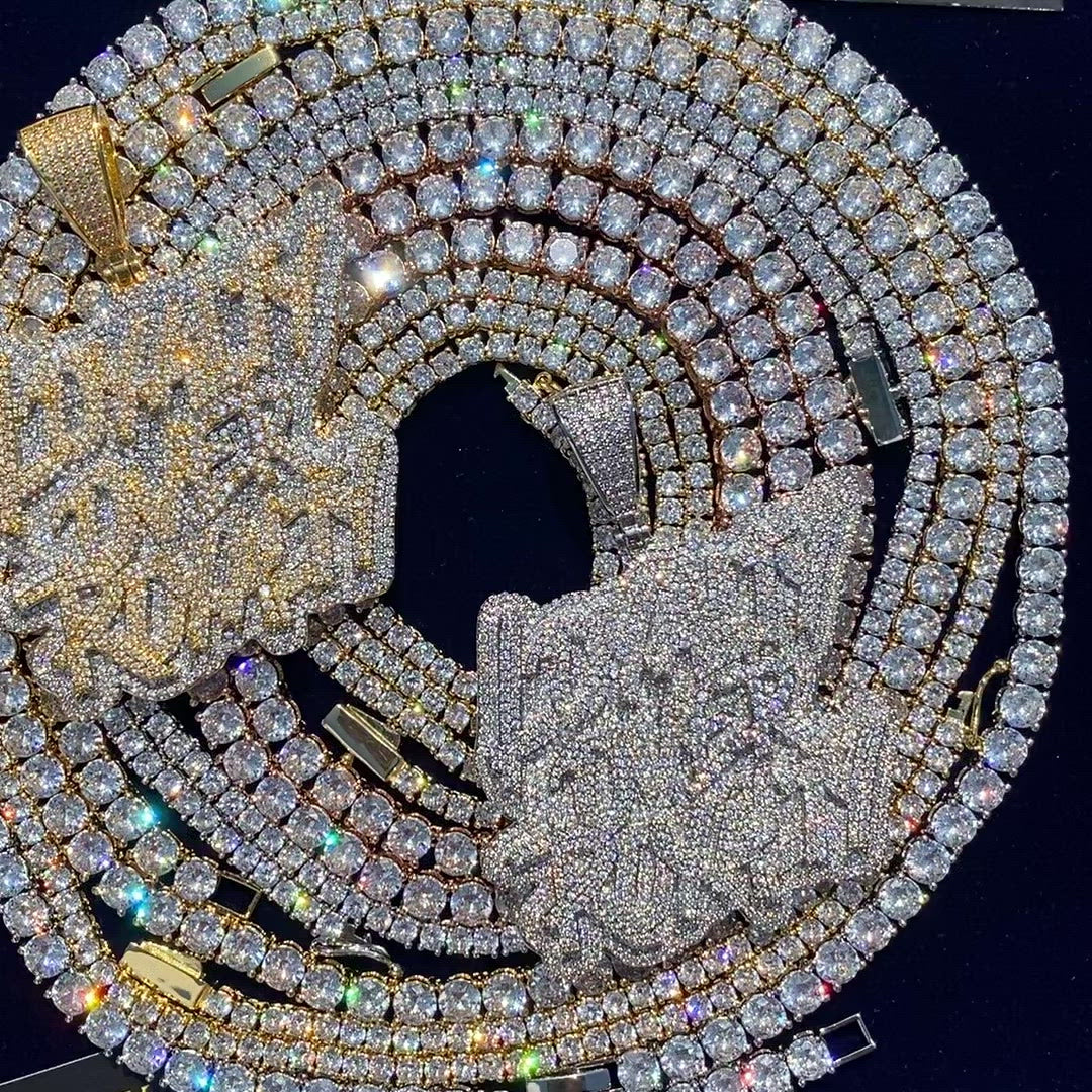 Loyalty Over Royalty Iced Out Letter Diamond Pendant Necklace – Icey ...