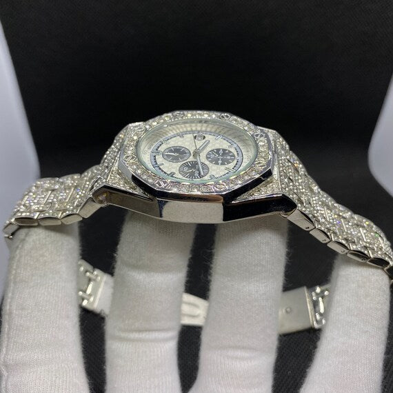 Date Blacked Chronograph Iced Out Diamond Watch – Icey Pyramid